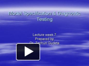 Model Specification presentation | free to view