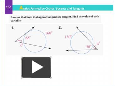 Angles Formed by Chords, Secants and Tangents presentation | free to view
