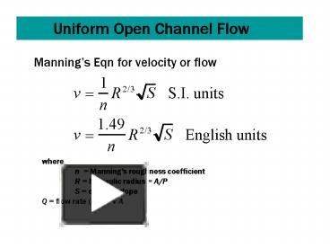 Uniform Open Channel Flow presentation | free to view