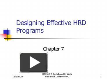 Designing Effective HRD Programs presentation | free to view