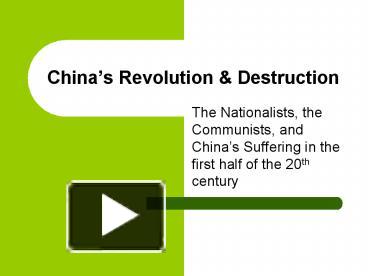 Chinas Revolution presentation | free to view