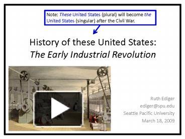 PPT – History of these United States: The Early Industrial Revolution ...