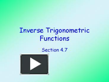 Inverse Trigonometric Functions presentation | free to download