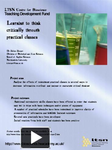 PPT – Learning to think critically through practical classes PowerPoint ...