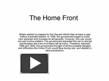 PPT – The Home Front PowerPoint presentation | free to view - id ...