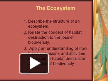 The Ecosystem presentation | free to view
