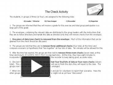 Checkbook Activity presentation | free to view
