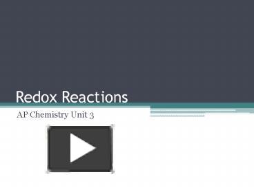Redox Reactions presentation | free to view