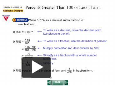 PPT – Percents Greater Than 100 or Less Than 1 PowerPoint presentation ...