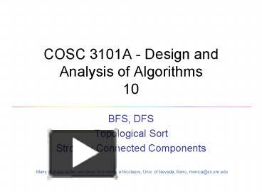COSC 3101A - Design and Analysis of Algorithms 10 presentation | free to view