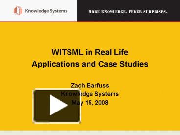 WITSML in Real Life presentation | free to view