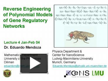 PPT – Reverse Engineering of Polynomial Models of Gene Regulatory Networks PowerPoint ...