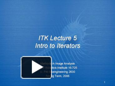 PPT – ITK Lecture 5 Intro to Iterators PowerPoint presentation | free to view - id: 1dd670-NDFjM