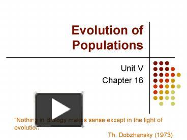 PPT – Evolution of Populations PowerPoint presentation | free to view ...