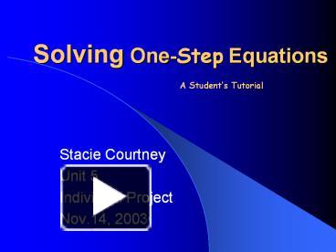 Solving One-Step Equations presentation | free to view