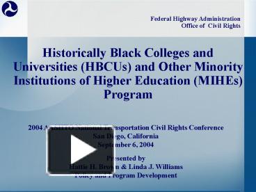 Historically Black Colleges and Universities and Other Minority ...