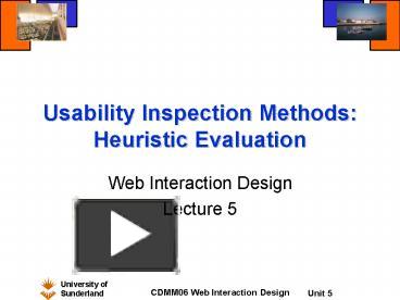 Usability Inspection Methods: Heuristic Evaluation presentation | free to view