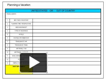 Planning a Vacation presentation | free to view