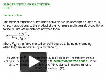 PPT – ELECTRICITY AND MAGNETISM PowerPoint presentation | free to view ...