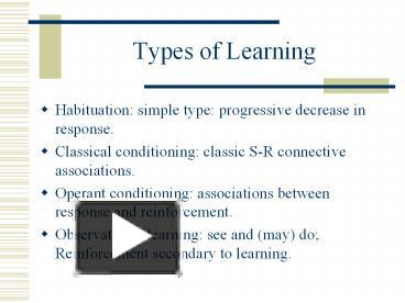 PPT – Types of Learning PowerPoint presentation | free to view - id ...
