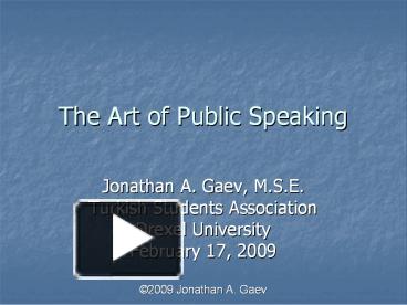 The Art of Public Speaking presentation | free to view