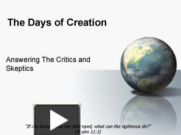 The Days of Creation presentation | free to view