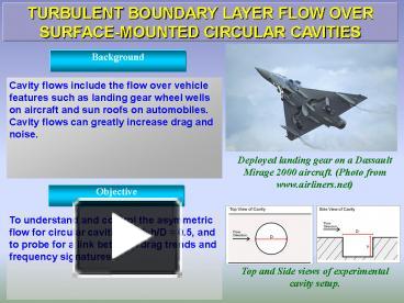 PPT – TURBULENT BOUNDARY LAYER FLOW OVER SURFACE-MOUNTED CIRCULAR CAVITIES PowerPoint ...