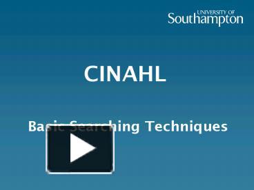PPT – CINAHL PowerPoint presentation | free to view - id: 1e488b-ZDc1Z