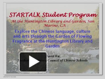 PPT – STARTALK Student Program PowerPoint presentation | free to view - id: 1e53b-MGJmN