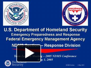 U'S' Department of Homeland Security Emergency Preparedness and ...