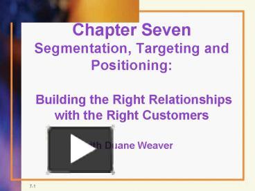 PPT – Chapter Seven Segmentation, Targeting and Positioning: Building the Right Relationships ...