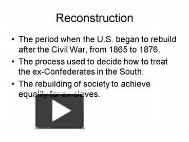 PPT – Reconstruction PowerPoint presentation | free to view - id: 1e918 ...