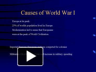 Causes of World War I presentation | free to view