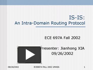 ISIS: An IntraDomain Routing Protocol presentation | free to view