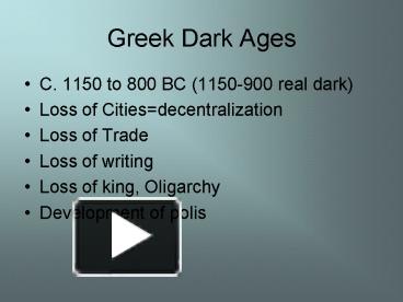 Greek Dark Ages presentation | free to view