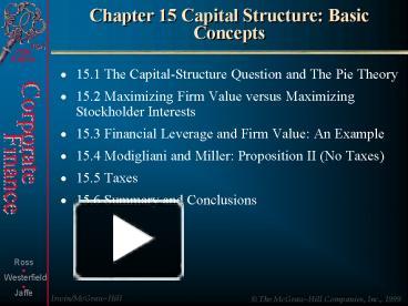 PPT – Chapter 15 Capital Structure: Basic Concepts PowerPoint presentation | free to view - id ...