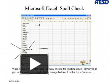 PPT – Microsoft Excel: Spell Check PowerPoint presentation | free to ...