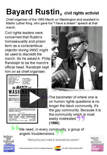 PPT – Bayard Rustin, civil rights activist PowerPoint presentation ...