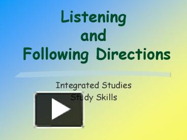 Listening and Following Directions presentation | free to view