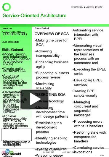 PPT – ServiceOriented Architecture PowerPoint presentation | free to view - id: 1f031f-ZDc1Z