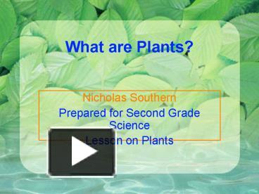 What are Plants presentation | free to view
