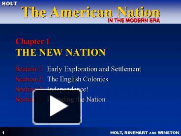 PPT – Chapter 1 THE NEW NATION PowerPoint presentation | free to view ...