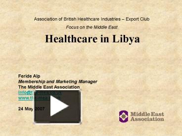 Healthcare in Libya presentation | free to view