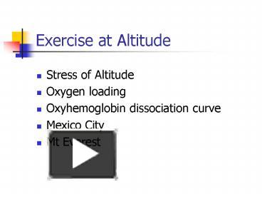Exercise at Altitude presentation | free to view