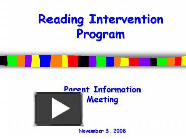 PPT – Reading Intervention Program PowerPoint presentation | free to ...