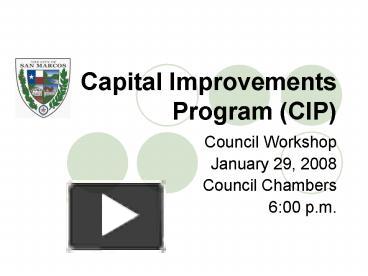 Capital Improvements Program (CIP) presentation | free to view