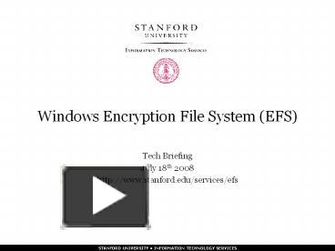 Windows Encryption File System (EFS) presentation | free to download