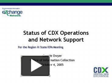 Status of CDX Operations and Network Support presentation | free to view