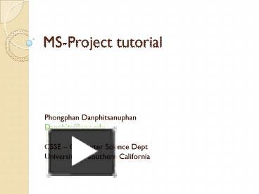 MSProject tutorial presentation | free to view