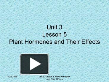 PPT – Unit 3 Lesson 5 Plant Hormones and Their Effects PowerPoint ...